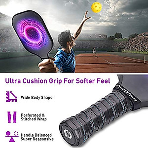 niupipo Pickleball Paddle, USAPA Approved Pickleball Paddle with Fiberglass Surface, Protective Cover, Ultra Cushion, Polypropylene Honeycomb Core, 4.5-Inch Grip, 8.2 Ounces, Purple