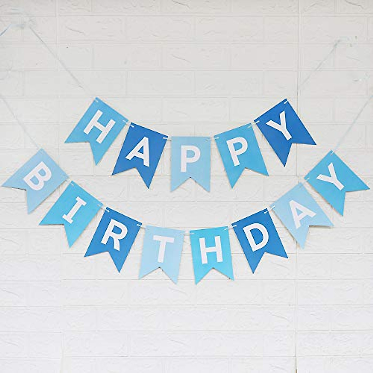 Heidaman Classic Bronzing Fish Tail Happy Birthday Banner Multiple Colour Party Decorations Birthday Decor For Adult Boy Girl-Blue White