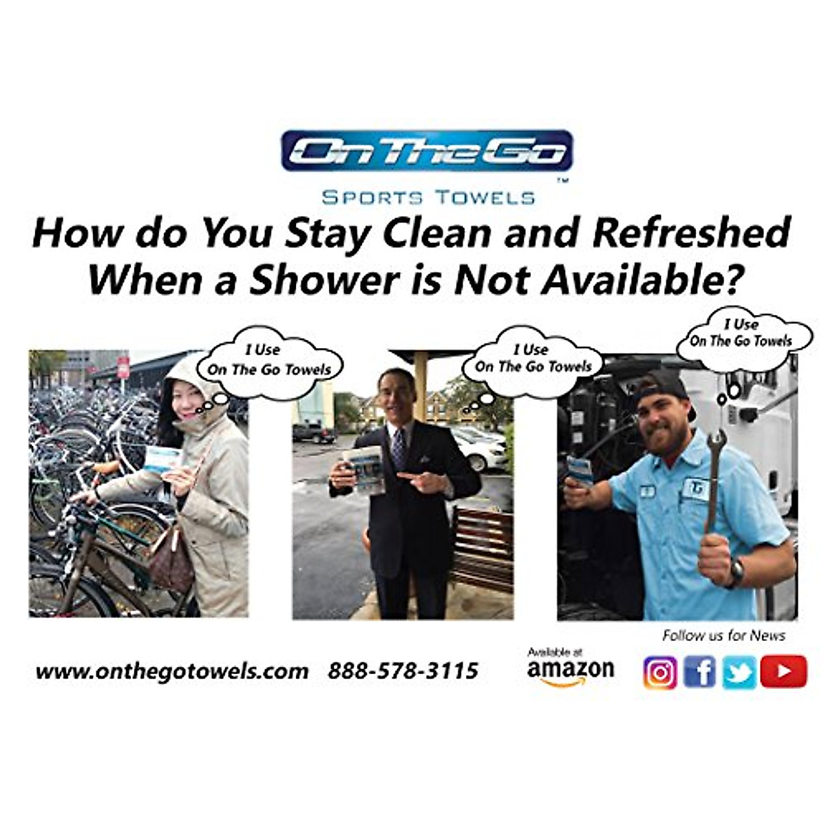 On The Go Towels Unscented Large Body Wipes (25)