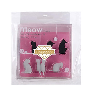 TENDYCOCO Wine Glass Markers Silicone Cat Drink Cup Identification Charms for Wedding Party Bar Club Glass Cup Sign 12pcs (Mixed Color)