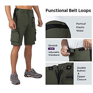 Wespornow Men's-Hiking-Shorts Tactical Shorts Lightweight-Quick-Dry-Outdoor-Cargo-Casual-Shorts for Hiking Cycling (Green,L)