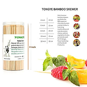 [200 PCS] 4 inch Bamboo Skewers, Premium Wooden Skewers without Splinters, Skewers for Appetizer, Fruit Kabobs, Chocolate Fountain, Burger, Cocktail Toothpicks, and Food Skewer Sticks.