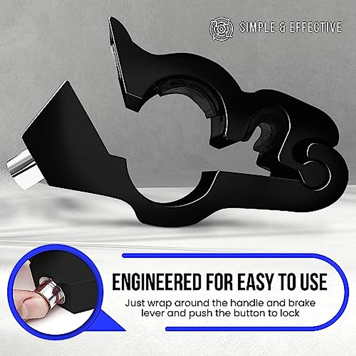 Turbo Motorcycle Lock (Black) - Anti-Theft Motorcycle Brake Lock w/Rubber Grips, Adjustable Sliders - CNC Aluminum Handlebar Scooter Lock - Lightweight Motorcycle Accessories for Scooters, ATVs