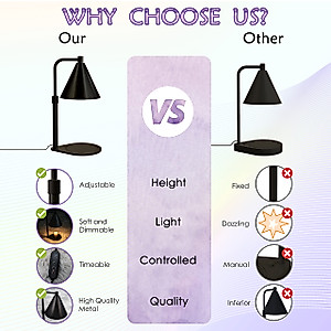 Tivleed Candle Warmer Lamp Dimmable Light Black Electric Candles Melter with Timer - Adjustable Wax Lantern Warmers with Bulbs for Melting Jar Candle - for Scented Home Bedroom House