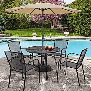 AECOJOY 5 Piece Outdoor Table and Chair, Patio Outdoor Dining Set with 1.73" Umbrella Hole, Patio Table and Chair Set of 4 for Garden,Bistro,Deck