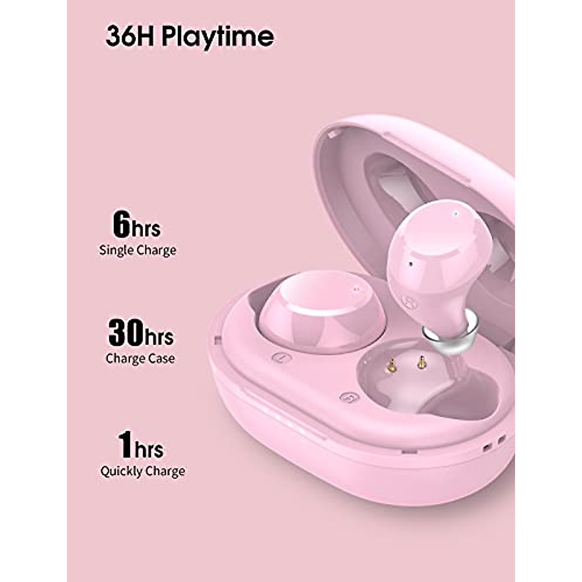 taopod Bluetooth Headphones, Wireless Earbuds with Charging Case, Hi-Fi Stereo Sound, IPX7 Waterproof, CVC8.0 Wireless Headphones with Mic, Comfort Fit, 36H Playtime for Sports Home Office