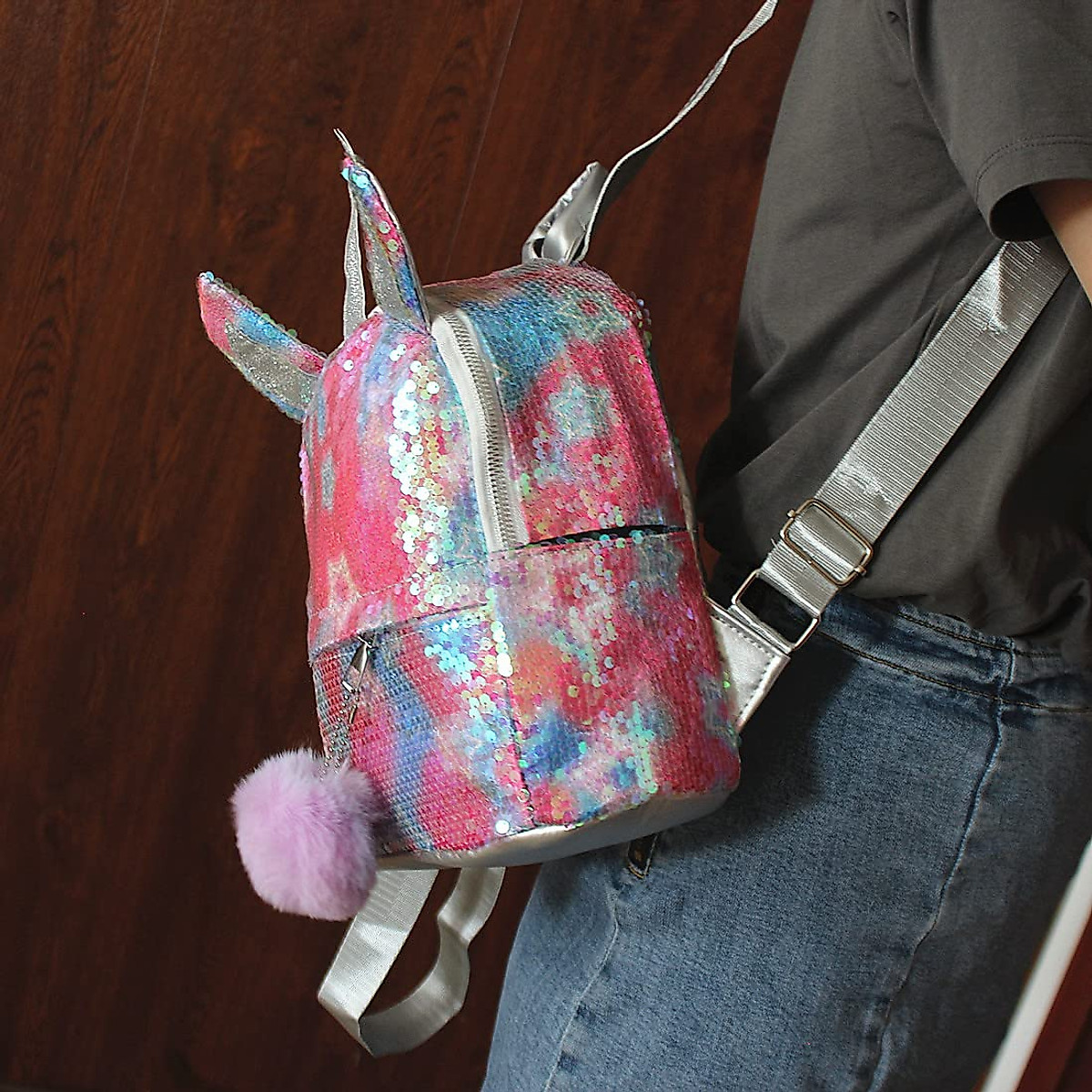 MayeBridge Cute Small Unicorn Backpack with Kawaii Plush Pendant for Girls Teens,Mini Backpacks (Red Unicorn)