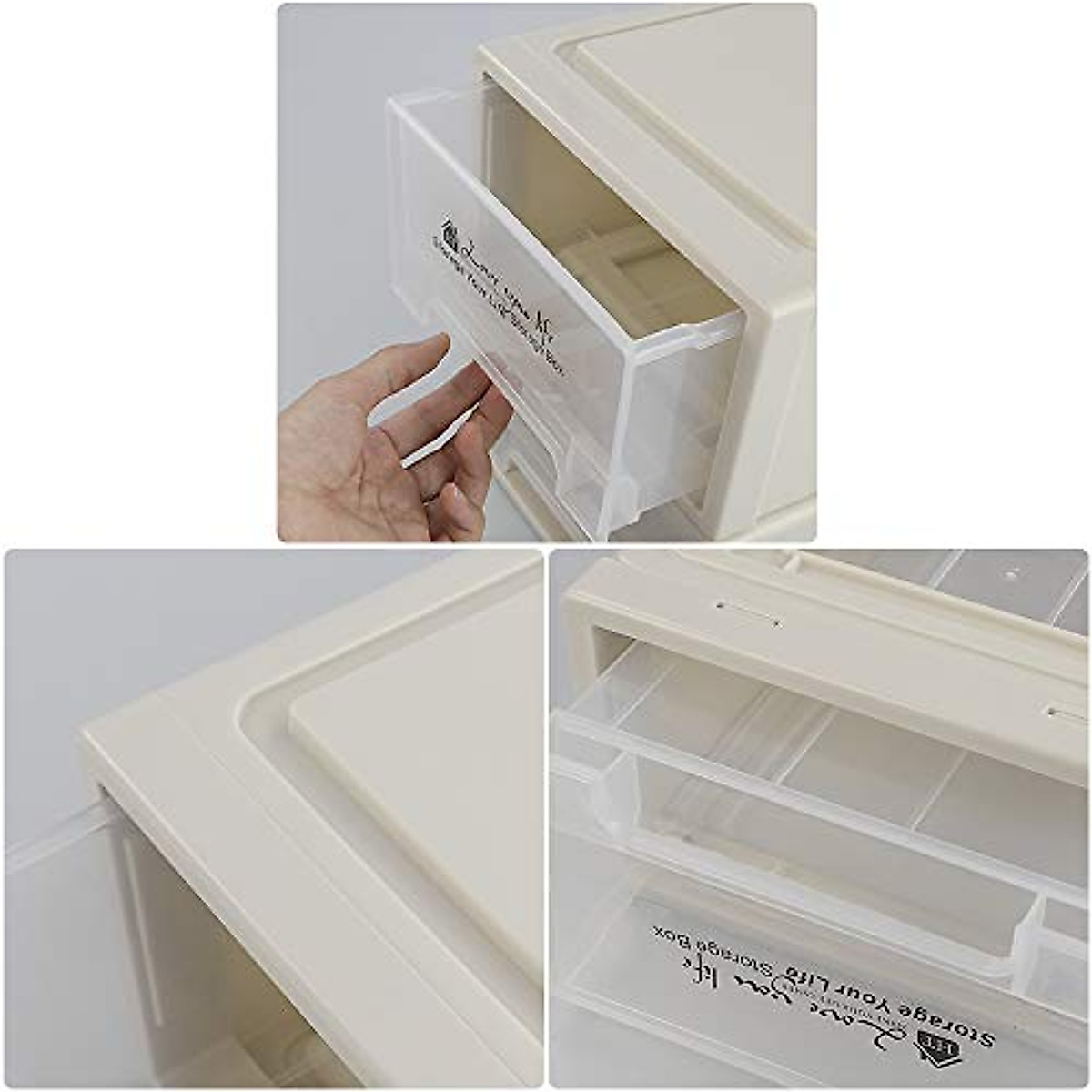 Neadas 6 Quart Plastic Stacking Storage Drawer Unit, 3 Packs