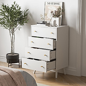 Wananlanen Tall Dresser for Bedroom White Dresser with 4 Drawer Dresser Chest of Drawers for Bedroom Closet Organizers and Storage Cabinet for Living Room Entryway Hallway