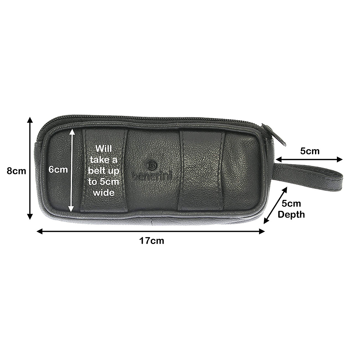 Soft Black Goat Leather Double Spectacle Glasses Case with Belt Loops/Key Ring Loop