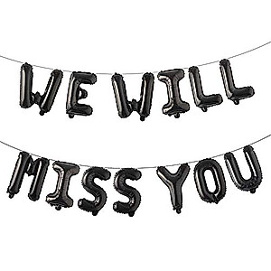 Farewell Party Decorations Supplies We Will Miss You Balloon Banner Kit Going Away Party Goodbye Retirement Office Work Party Office Work Graduation Decorations (WE Will Miss You Black)