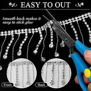 Tetutor 3 Yard Rhinestone Trim Fringe with B7000 Glue, Irregular Rhinestone Fringe Belt Rhinestone Tassel, Sparkle Diamond Fringe Rhinestone Ribbon Tassel Chain for DIY Clothing Wedding Decoration