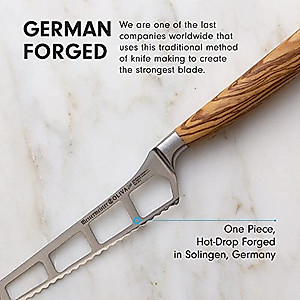 Messermeister Oliva Elite 5.5” Cheese & Tomato Knife - Fine German Steel Alloy Blade & Natural Mediterranean Olive Wood Handle - Rust Resistant & Easy to Maintain