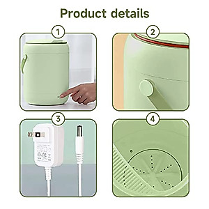 MEHIDFY Portable Washing Machine, 3L Ozone & Blue Light Deep Clean Portable Washer, Smart Timer Control Countertop Washing Machine, Mini Washing Machine for Underwear, Socks, Baby Clothes (Green)