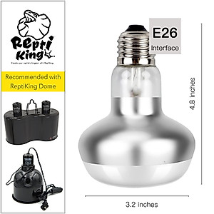 ReptiKing Basking Light for Reptiles, 1-Pack 100W Upgraded Intense Basking Spot, Reptile Basking Bulb Light, UVA Heat Lamp Bulb for Bearded Dragon