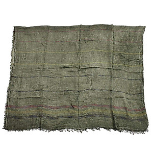 Kangqifen Unisex Striped Soft Scarf Cotton Linen Lightweight Large Scarves 75 x 35 inches ArmyGreen