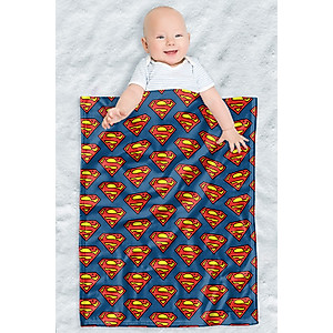 LOGOVISION Superman Lightweight Baby Blanket, 30"X40", Classic S Shield Logo Pattern Unisex for Infants Girls & Boys