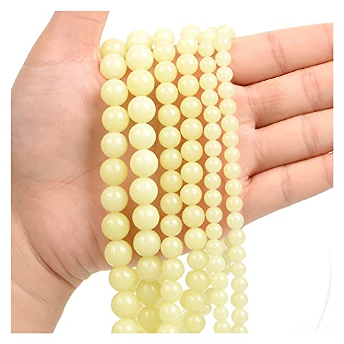 NHBT YU 6/8/10mm Natural Stone Yellow Luminous Stone Round Beads Loose Spacer Bead for Jewelry Making DIY Accessories T87 (Color : H8621, Item Diameter : 10mm)