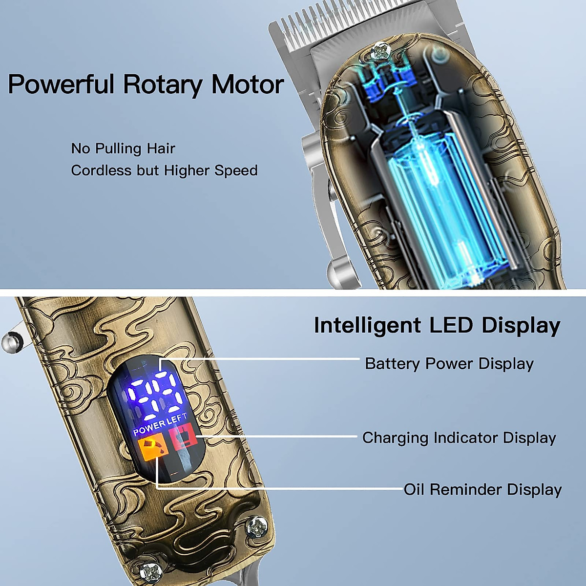 Dumite Hair Clippers for Men,Professional Hair Cutting Kit,Cordless Barber Clipper and T-Blade Beard Trimmer Set (Gold-1)