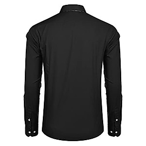 Coofandy Mens Fashion Slim Fit Dress Shirt Casual Shirt,01-black,Medium