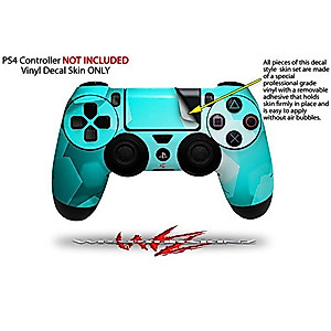WraptorSkinz Vinyl Decal Skin Compatible with Sony PS4 Controller PlayStation 4 Original Slim and Pro Bokeh Hex Neon Teal (Controller NOT Included)