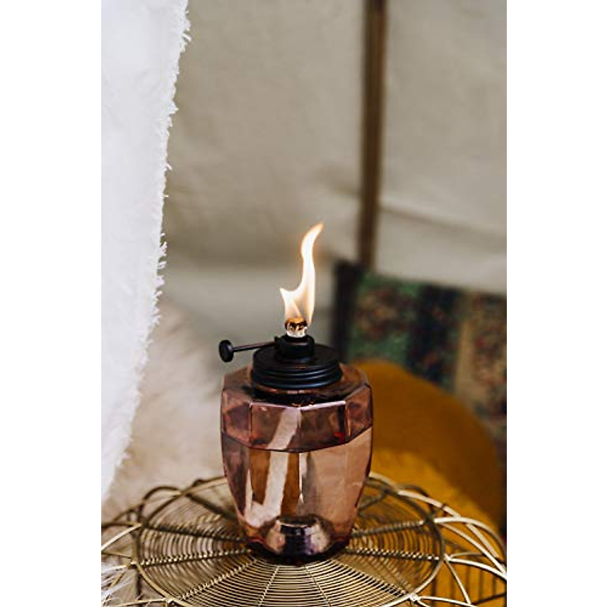 TIKI Brand Adjustable Flame TIKI Torch Glass Pink - Outdoor Decorative Lighting for Patio, Backyard, Lawn, 64 in, 1118019,Red