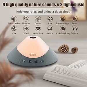 White Noise Machine/Sound Machine/Sleep Machine for Baby and Adults with Remote Control & Adjustable Night Light & Auto-Off Timer & 12 Nature Sounds
