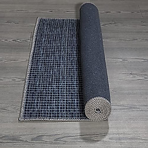 Ottomanson Machine Washable Wrinkle Free Solid Design Cotton 3x6 Traditional Flatweave Area Rug for Dining Room, Living Room, Bedroom, 2'7'' x 6', Navy