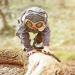 Happy Will Pilot Aviator Fleece Warm Hat Cap with Earmuffs for Kids Toddlers Brown