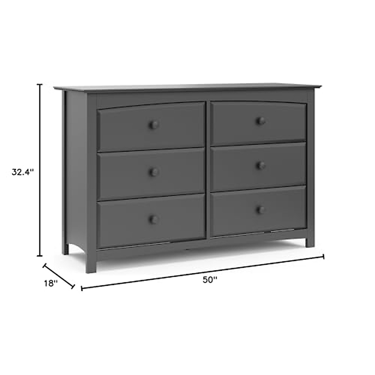 Storkcraft Kenton 6 Drawer Double Dresser (Gray) – Dresser for Kids Bedroom, Nursery Dresser Organizer, Chest of Drawers for Bedroom with 6 Drawers, Universal Design for Children’s Bedroom