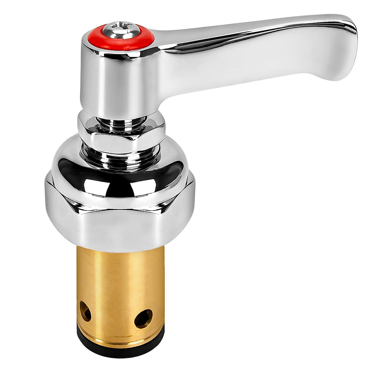 Handle Stem Assembly Fits for T&S Brass Faucets Replace 002712-40, Red Hot Side Spindle Assembly Valve Replacement Part Eterna Full-Turn Faucet with Check Valve Lead-Free 2712-40