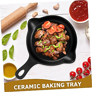 3pcs Ceramic Bakeware Salad Storage Plate Salad Ceramic Bowl Egg Pan Baking Supply Baking Breakfast Pan Fruit Storage Bowl Skillet Handle Baking Bowl Baking Ceramic Dish Baking Pan