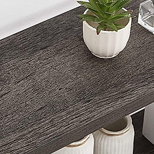 EXCEFUR Bookshelf and Bookcase, 3 Tier Vintage Shelf for Office, Rustic Wood and Metal Book Shelves, Grey