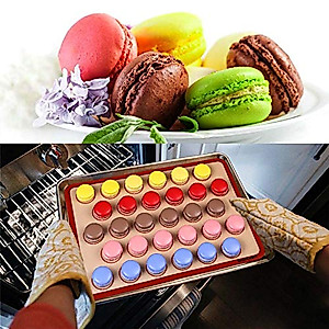 GARCENT Macaron Silicone Mat, Non-stick Silicon Pastry Baking Mold Set of 2, Cookie Half Sheet Kit with Piping Bag and 6 Piping Tip