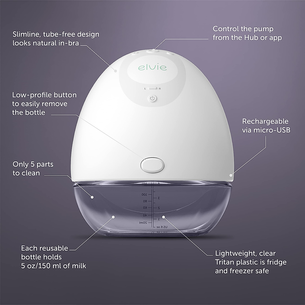 Elvie Breast Pump - Double, Wearable Breast Pump with App - The Smallest, Quietest Electric Breast Pump - Portable Breast Pumps Hands Free & Discreet - Automated with Four Personalized Settings