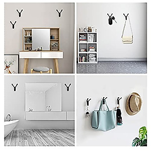BlingBelle Coat Hooks Heavy Duty Wall Hooks (Pack of 4pcs) for Hanging Coats，Backpacks，Hats，Towels ,Double Decorative Coat Hooks Wall Mounted for Organizing Entryway，Living Rooms, Bathrooms （Black）