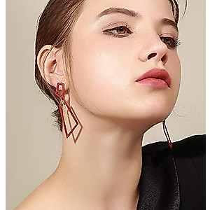 Chargances Bohemia Fashion Women Red Earrings Geometric Drop Earring Elegant and Simple Earrings Jewelry for Women
