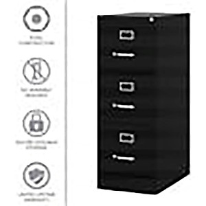 UrbanPro 22-in Deep 3 Drawer - Letter Width - Vertical Metal File Cabinet - Black - Commercial Grade - Fully Assembled