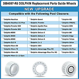Upgrade 4 Pack Guide Wheels with 2 Pully Gears,Part Numbe 3884997-R6,Replacement for Dolphin,Nautilus CC Plus Premier Pool Cleaner Accessories