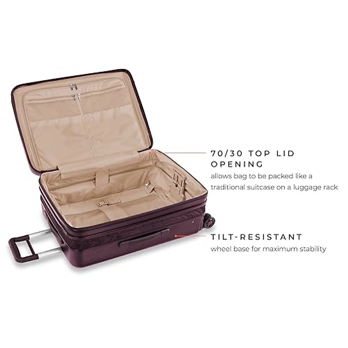 Briggs & Riley Sympatico Hardside Medium Spinner Luggage, Plum, 27-Inch Checked