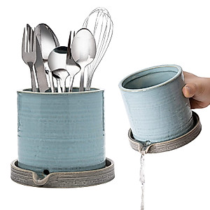 Utensil Drying Rack - Sink Cutlery Drainer & Drying Holder, 6x5x5", Modern Kitchen Countertop Cooking Utensils Organizer Drain Lets Out Liquids - Minimalist Design, Also Use For Bathroom Toothbrushes