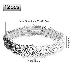 GORGECRAFT 12PCS Sequin Headband Elastic Glow Stretch Sparkle Glitter Fashion Adjustable Hair Band Accessories Pack Set for Girls Women Teens Sports Dance Party Teams Crafts(Sliver)