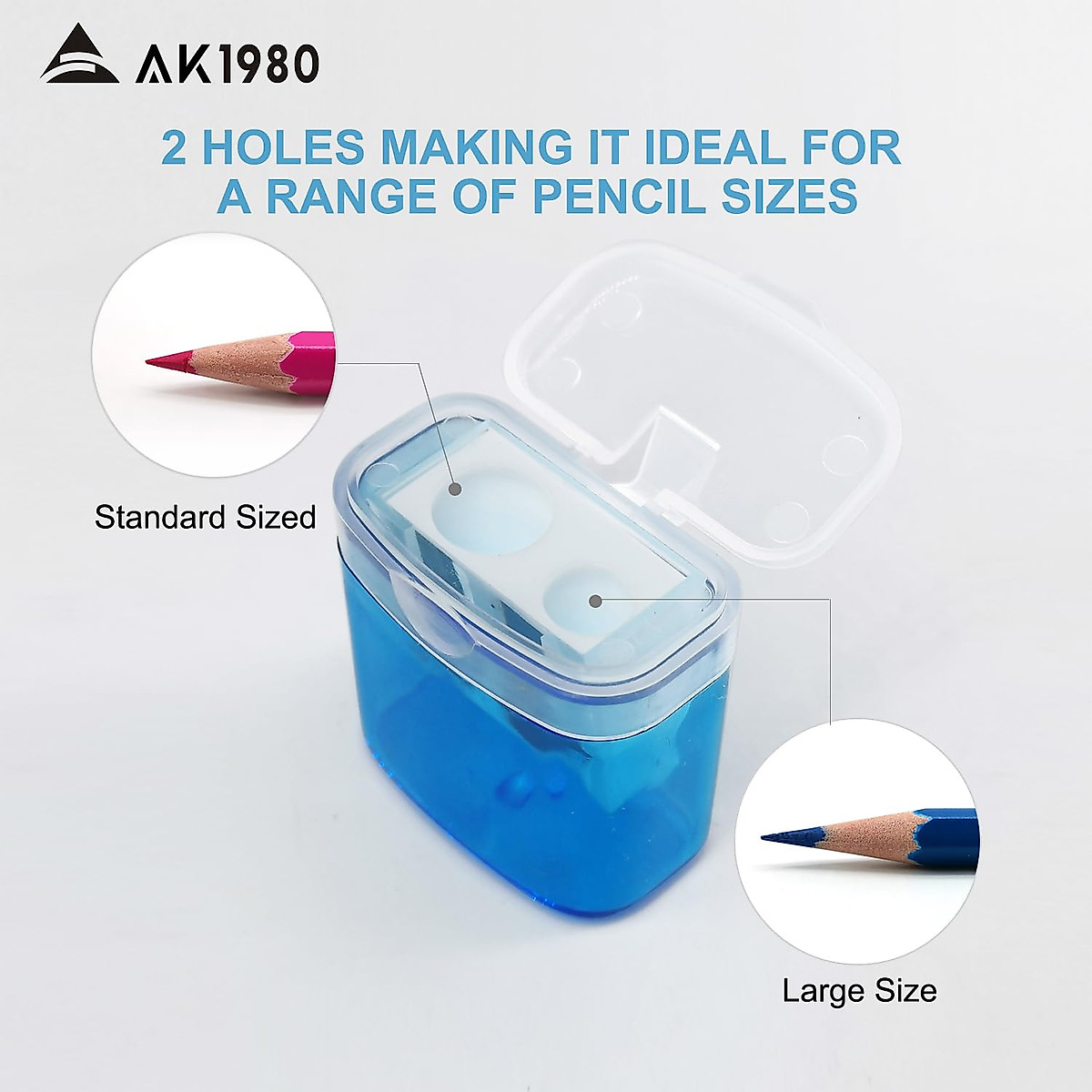 Manual Pencil Sharpeners, 4PCS Colorful Compact Dual Holes Sharpener with Lid for Kids & Adults, Portable Pencil Sharpener for Travel School Office and Art Room