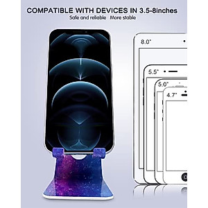 CreaDream Adjustable Cell Phone Stand, Marble Phone Stand, Cradle, Dock, Holder, Aluminum Desktop Stand Compatible with Phone 13 12 11 Pro Max Mini, Accessories Desk, All Mobile Phones - Nebula