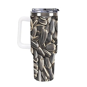 Sunflower Food Insulated Tumblers with Handle Stainless Steel Coffee Mug Funny Travel Cup with Lid Straw 40oz