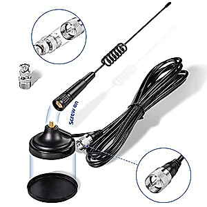Bingfu CB Antenna 27MHz CB Radio Antenna Magnetic Base Handheld CB Antenna PL259 & BNC Male Compatible with Cobra Midland Uniden Maxon President Vehicle Car Truck Mobile CB Radio Handheld CB Radio