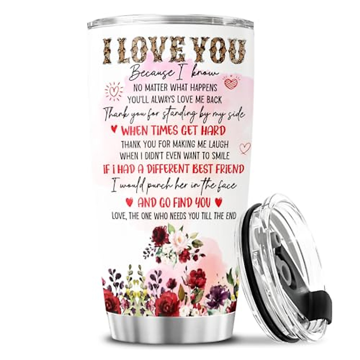 HUBUPU My Bestie Best Friend, Tumbler 20 Oz With Lid And Straw, Holiday and Christmas Gifts, Tumblers Women