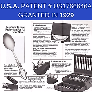 TarnishSTOP, USA Made, 13"x10”, Luxury Anti-Tarnish Cloth Bag for Silver Storage, Silverplate, Sterling, Flatware, Jewelry - Keep Polished Silver Gleaming - Highest Quality & Rich Tuxedo BLACK Design