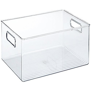 iDesign Box with Handles, Extra Large Plastic Kitchen Organiser Pantry, Fridge Storage Bin for Food, Drinks and Condiments, Clear
