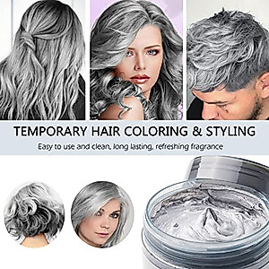 CHELIZIHI Hair Color Wax, Instant Silver Grey, Natural Ingredients, Unisex Hairstyle Pomade Cream, Temporary Hair Pomades for Party, Cosplay, Halloween, 4.23 oz